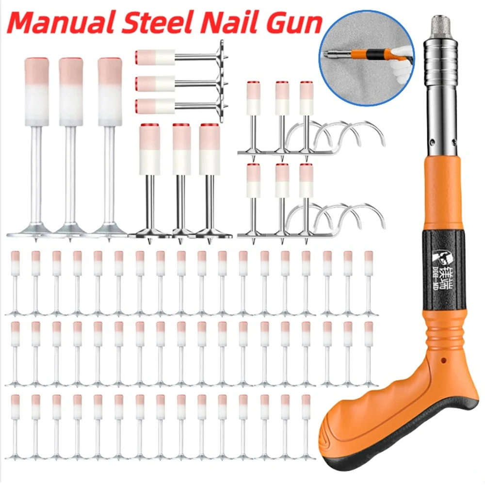 Mini-Manual-Steel-Nail-Gun-Silence-Wall-Fastener-Air-Nail-Gun-Set-With ...
