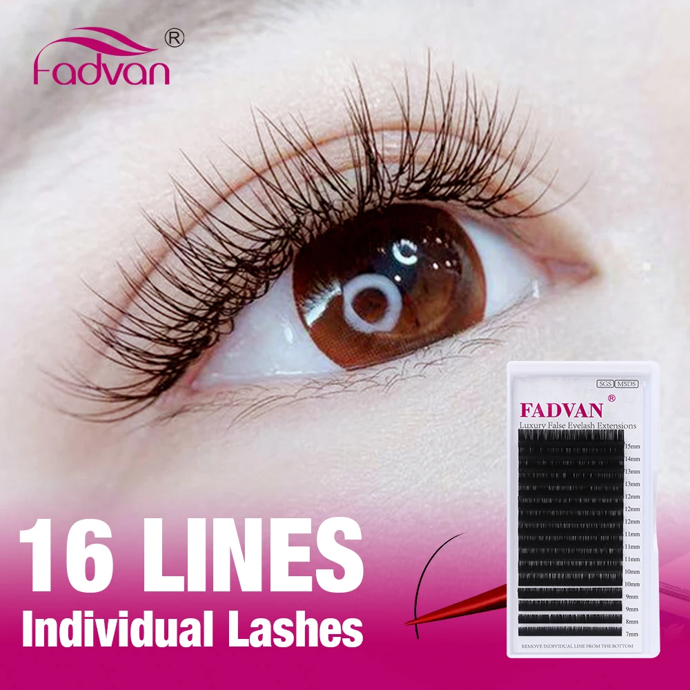 Fadvan 16 Rows Classic Eyelashes Extensions Faux Mink Lashes Eyelash ...