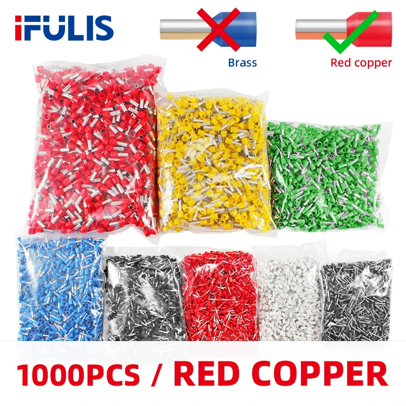 1000Pcs Wire Connector Terminal E7508 E1008 E1508 E2508 E4009 Insulated ...