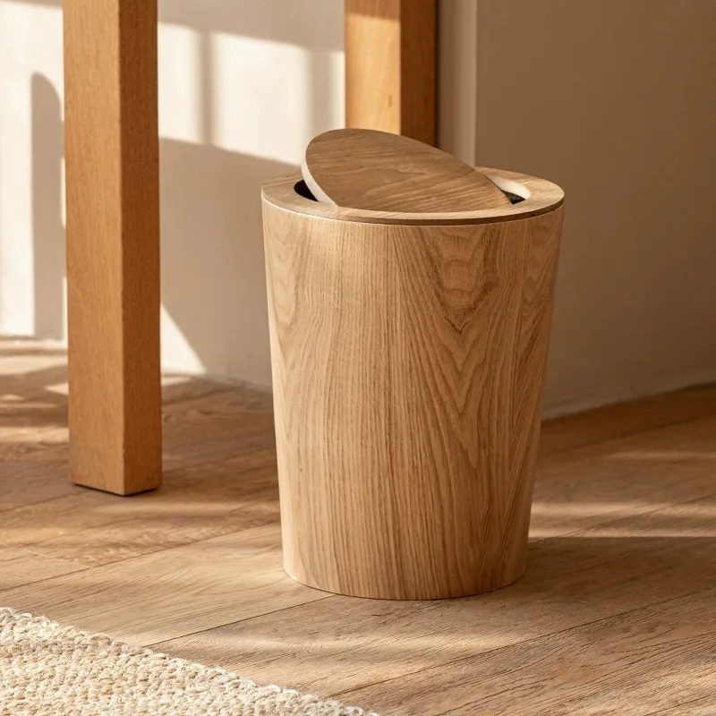 Household-Wooden-Trash-Can-with-Lid-Kitchen-Bathroom-Living-Room ...