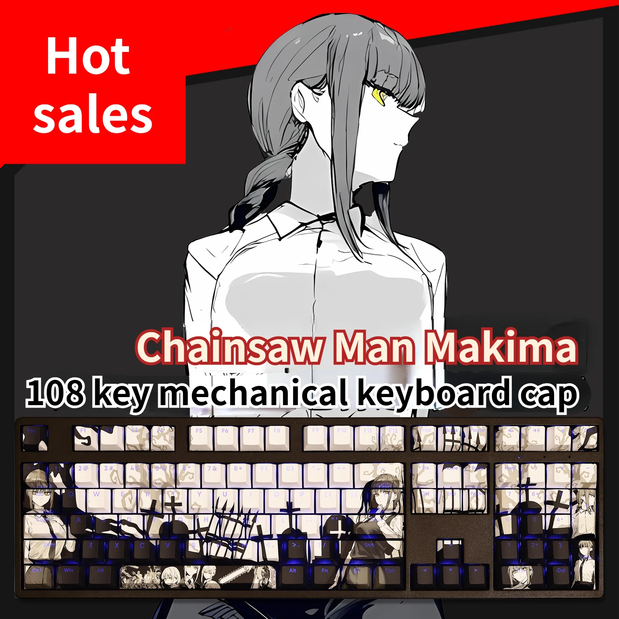 108-keys-Chainsaw-Man-Makima-Animation-game-Theme-PBT-Keycaps-RBG ...