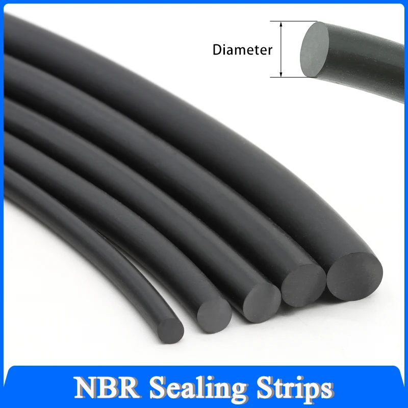 1/2/5/10M NBR Black Rubber Strip Seal OD 1.5~10mm High Temperature Oil ...