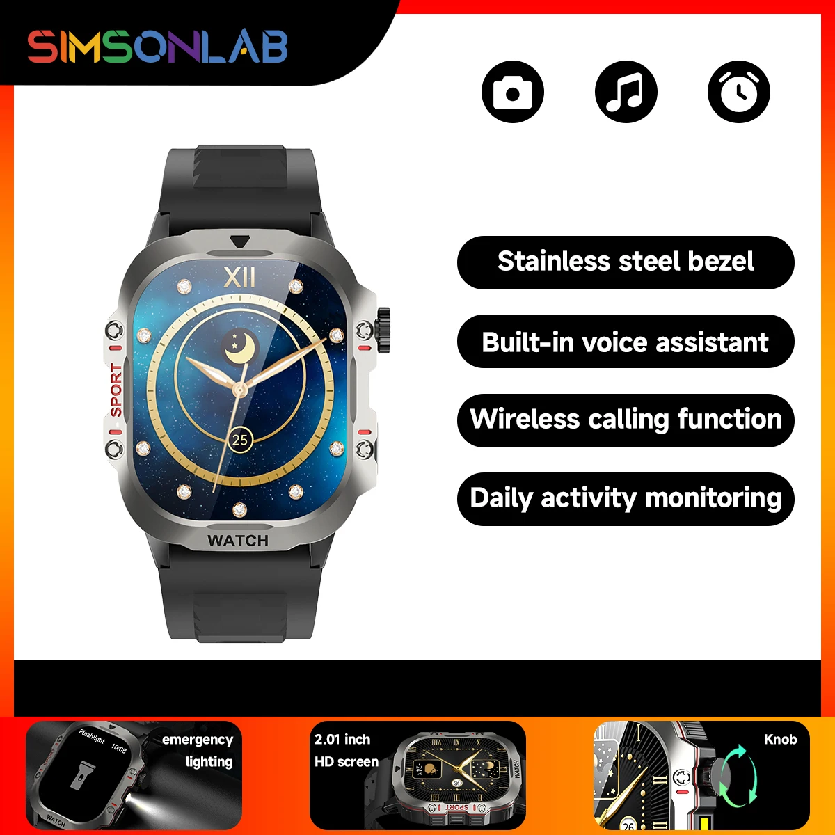 2024-Smart-Watch-Magnetic-Cord-Charge-Flashlight-App-Trajectory-Display ...