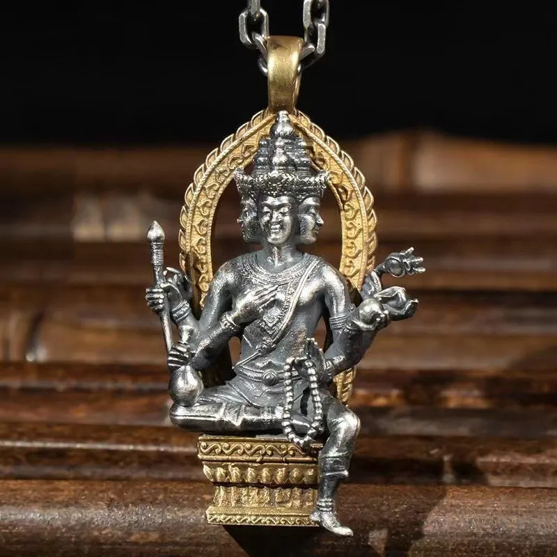 Collar-Vintage-de-estatua-de-Buda-de-cuatro-caras-colgante-de-Buda ...