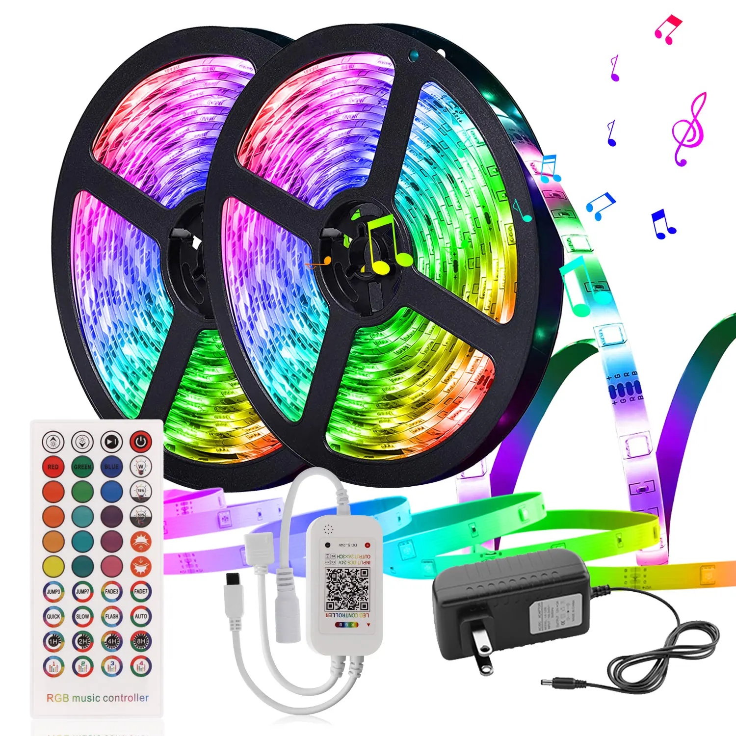 20M-50ft-Bluetooth-LED-Strips-Light-Non-waterproof-WiFi-RGB5050 ...