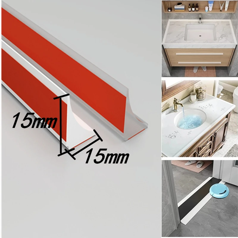 New-Silicone-Bathroom-Water-Stopper-Blocker-Strip-Self-adhesive-Floor ...