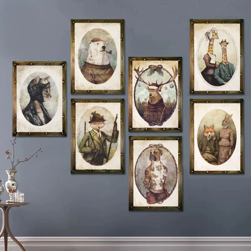 Vintage-Anthropomorphic-Animal-Posters-and-Prints-Tiger-Lion-Deer ...