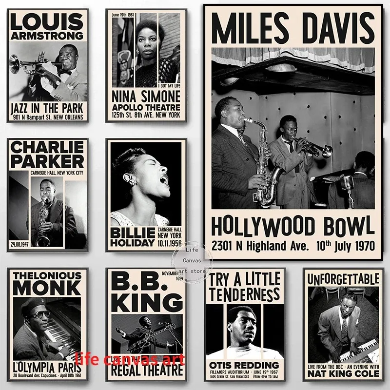 Retro-Music-Jazz-Concert-Nina-Simone-Miles-Davis-Louis-Armstrong-Singer ...