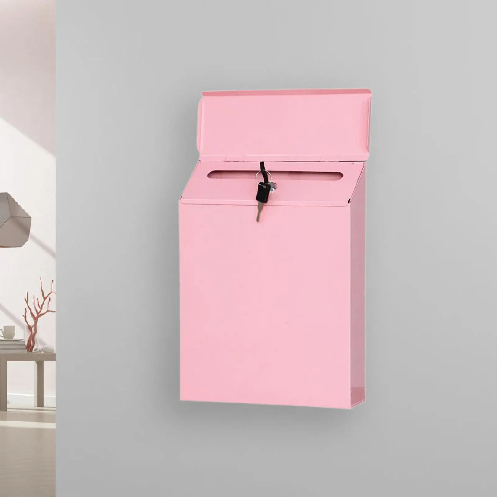 Wall Mounted Mailbox Pink with Key Easy to Use Large Capacity Mail Box ...