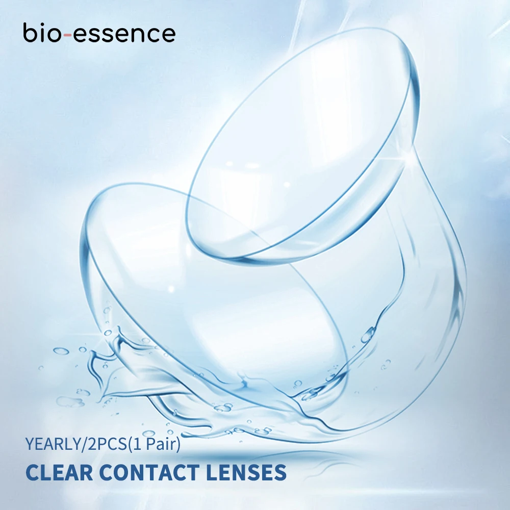 Bio-essence 1pair Yearly Clear Contact Lenses For Eyes Vision Diopter ...