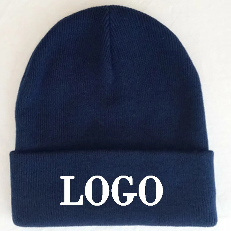 Navy blue Beanie Normally size Adult Custom Logo name beanies Winter ...