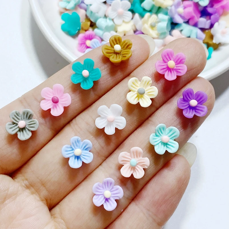100Pcs-New-Cute-Mini-9mm-Flower-Flat-Back-Resin-Scrapbooking-DIY ...