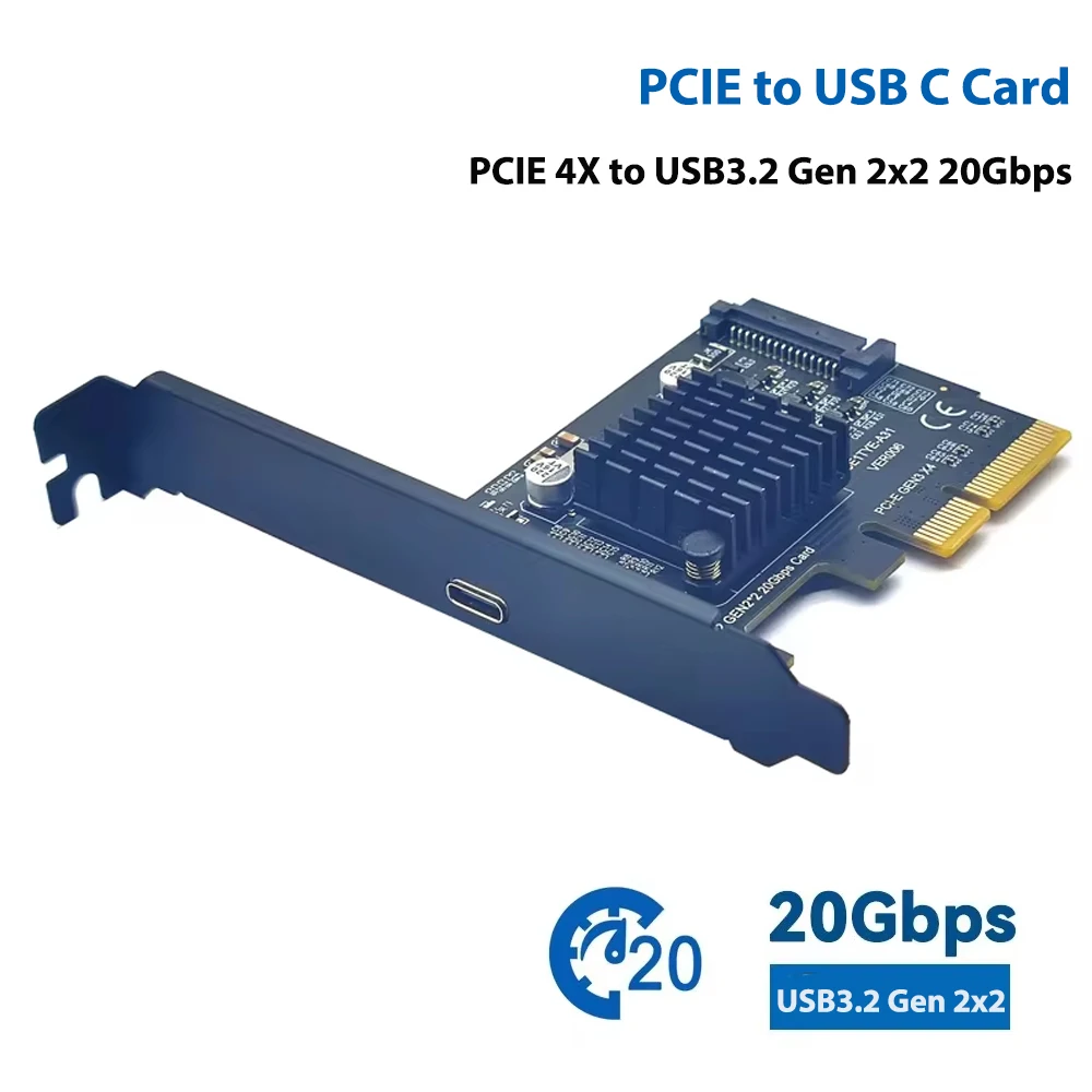 Tarjeta adicional PCIE a USB C de 20 Gbps Tarjeta PCIE USB tipo C ...