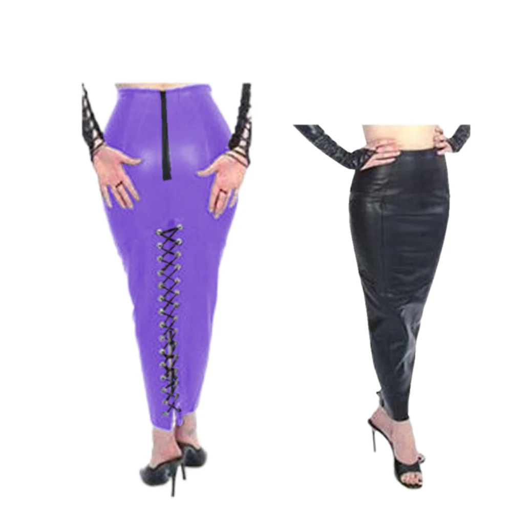 Sexy High Waist PVC Hobble Skirts Vinyl Leather Skinny Lace up Zipper ...