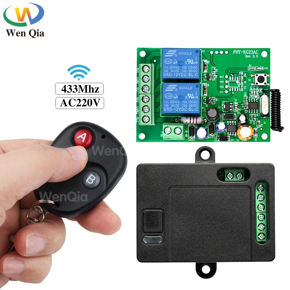 433-Mhz-Remote-Controls-AC-220V-2CH-Relay-Receiver-Rf-Transmitter ...