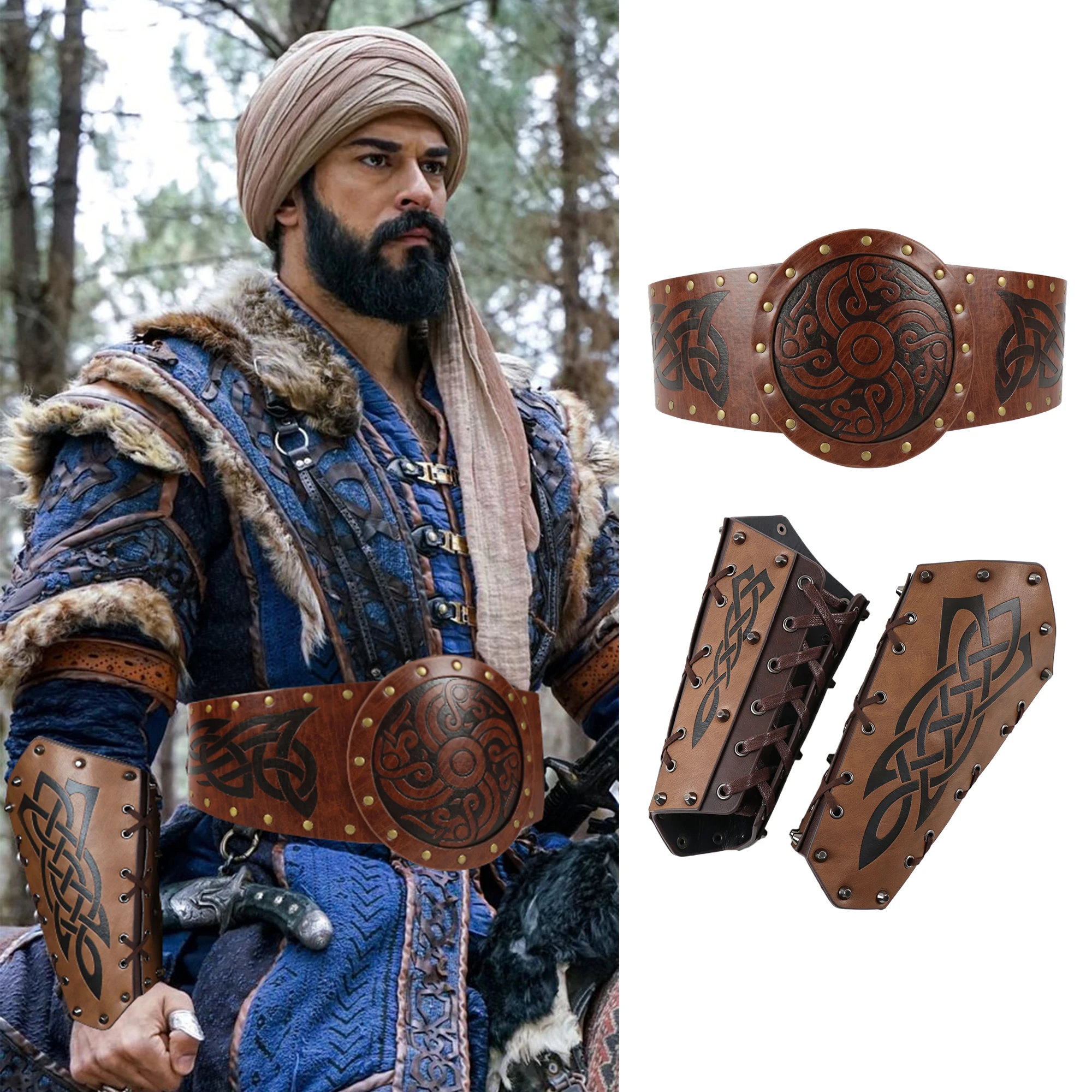 Adventurer-PU-Leather-Belt-Retro-Medieval-Viking-Berserker-Pirate-Rivet ...