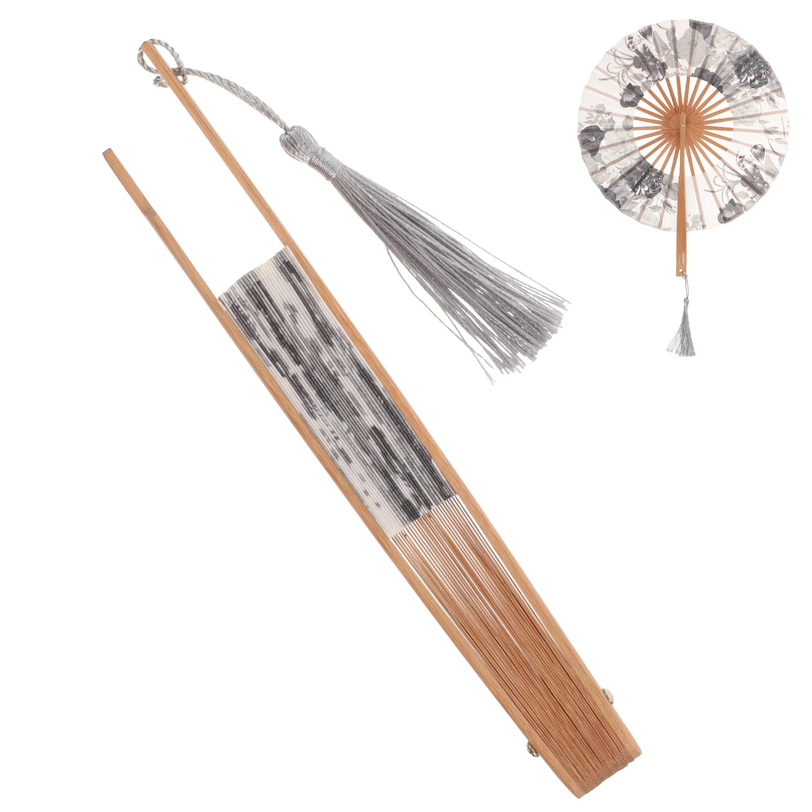 Japanese-Style-Circular-Fan-Traditional-Folding-Fan-Tassel-Fan-Round ...