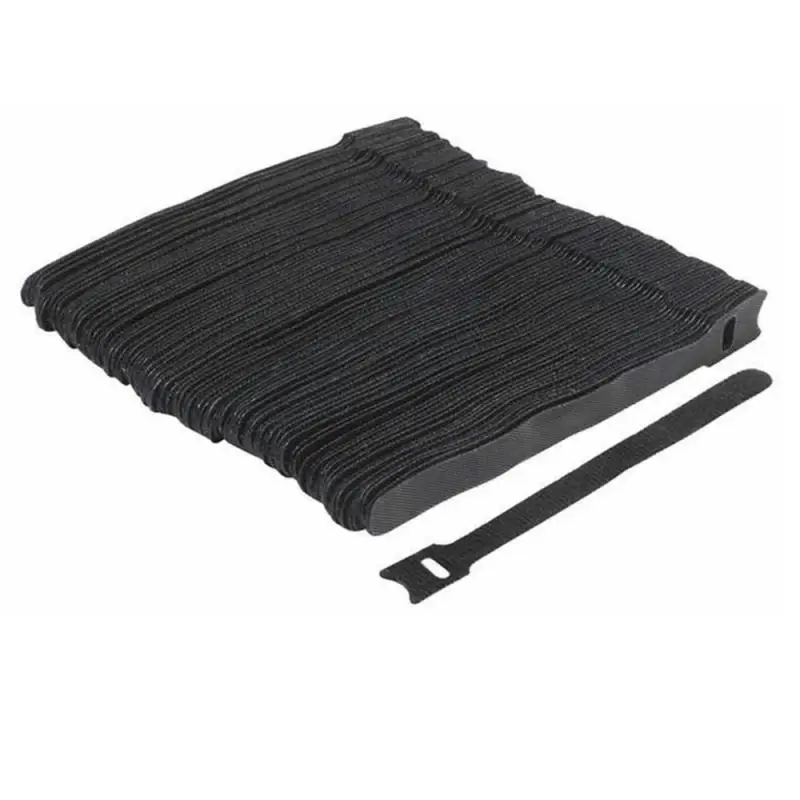 50Pcs-1-2X15CM-Reusable-Cable-Nylon-Strap-Black-Cable-Cord-Hook-And ...
