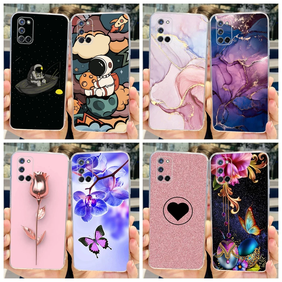 For-OPPO-A92-Case-CPH2059-Fashion-Marble-Butterfly-Clear-Funda-Soft ...