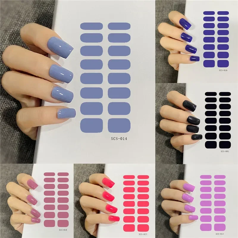 53 Colors Nail Polish Stickers Pure Color Strips Waterproof Adhesive ...