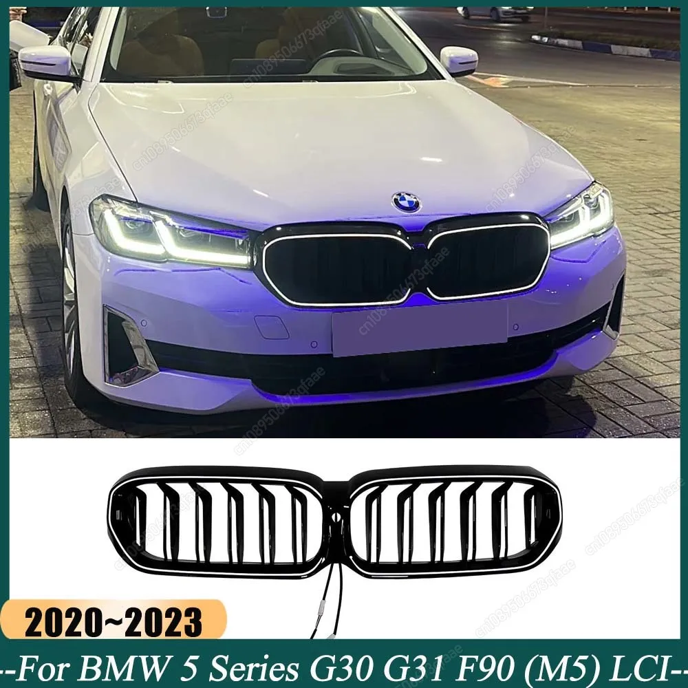 LED Lights Car Front Bumper Kidney Grill Grilles Body Kits For BMW 5 ...