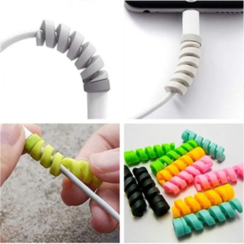 5Pcs-Silicone-Spiral-Cable-protector-for-iphone-Usb-Charger-Cable ...
