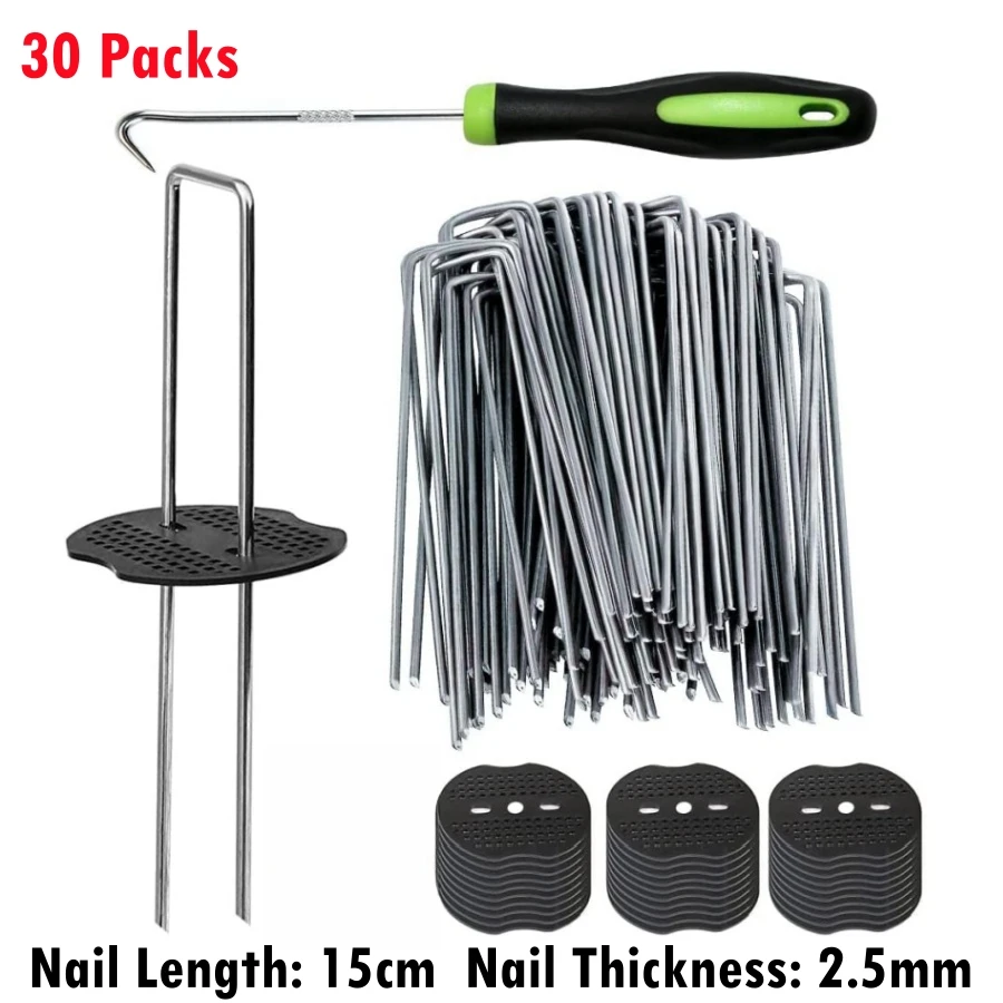 30-Packs-Stainless-Landscape-U-Shaped-Staples-With-Mats-Precision-Hook ...
