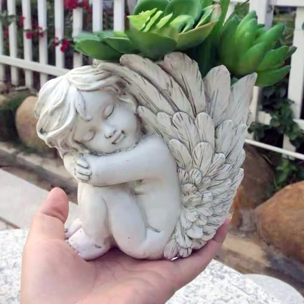 Angel Flower Pot Mold Angle Wings Creative Design Desktop Pen Holder ...