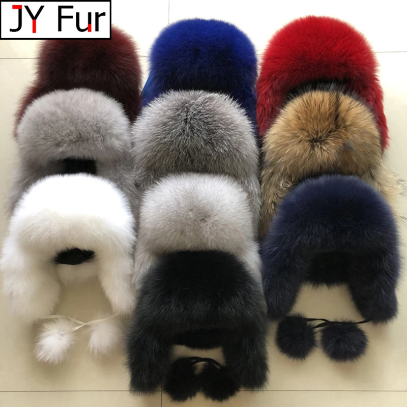 2024-100-Real-Fox-Fur-Hats-Women-s-Russian-Ushanka-Aviator-Trapper-Snow ...