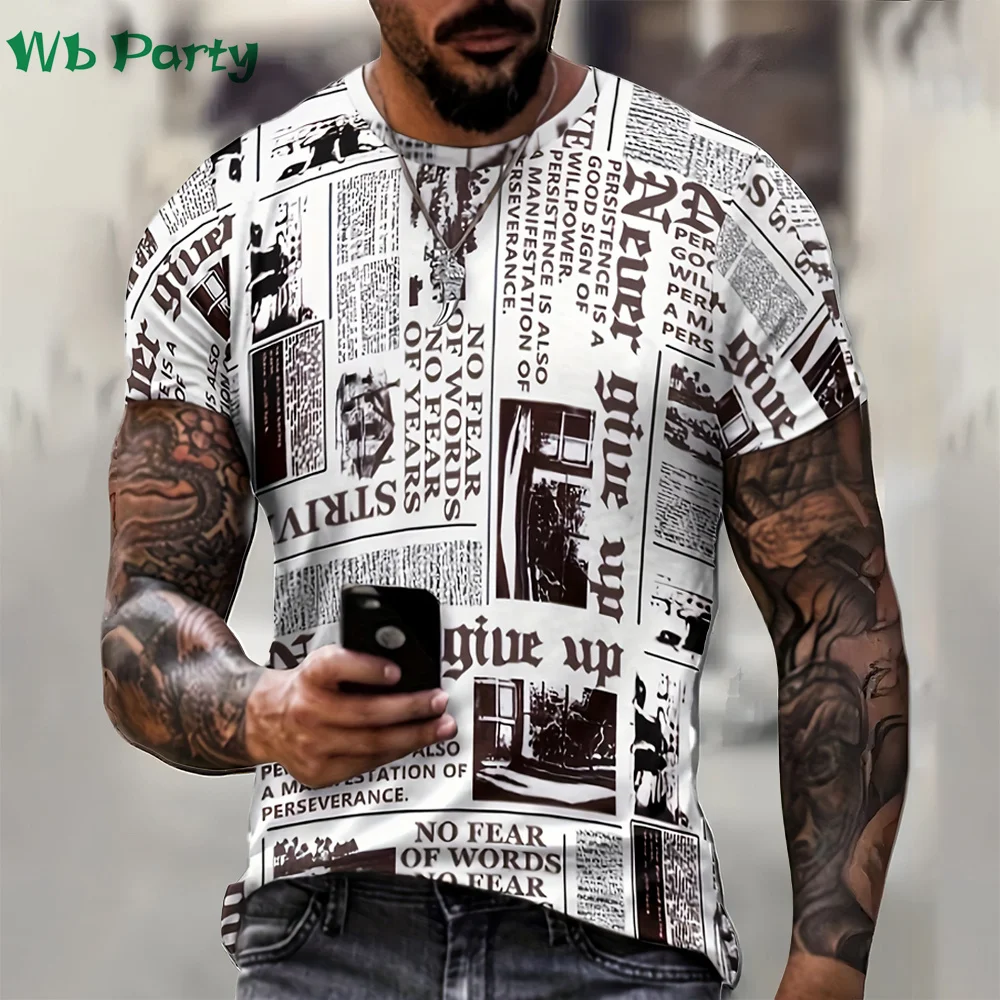 Summer Vintage Newspaper Print Mens Designer Clothes Men's Summer ...