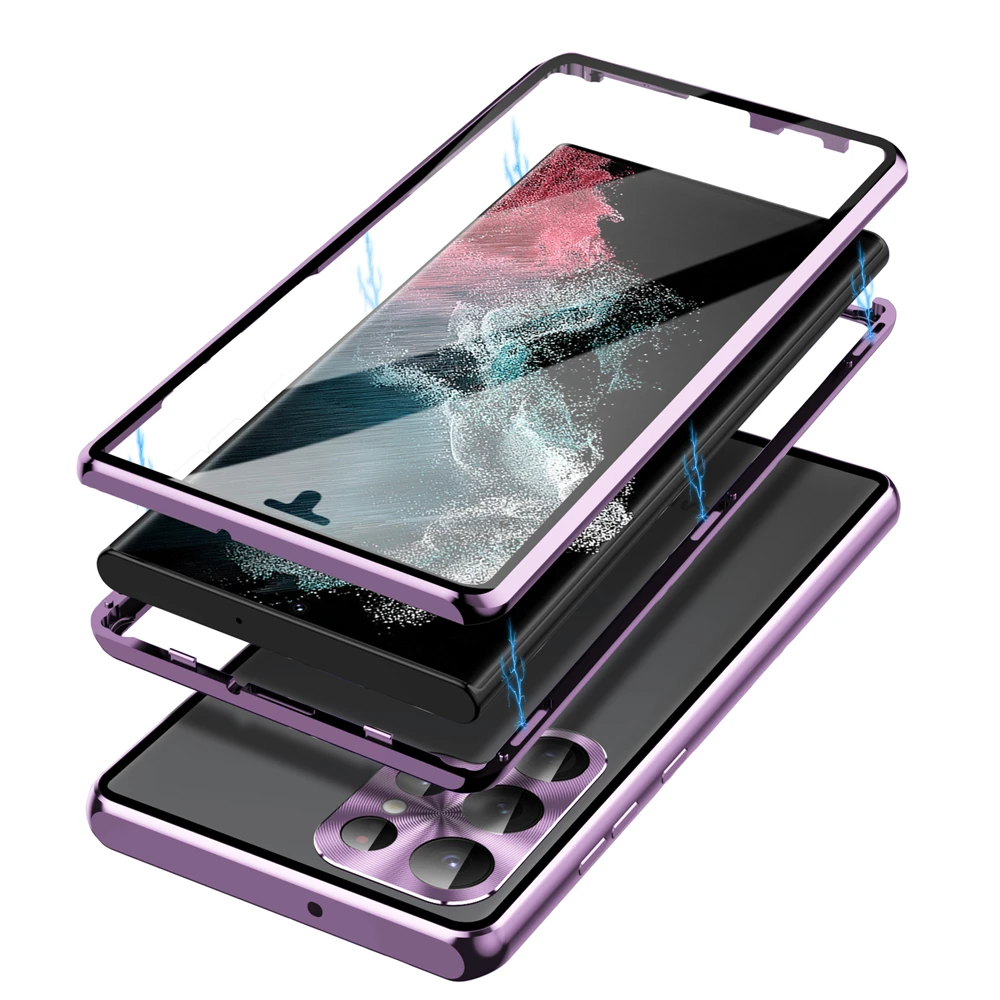 Metal-Magnetic-360-Full-Glass-Cover-For-Samsung-Galaxy-S23-Ultra-Plus ...