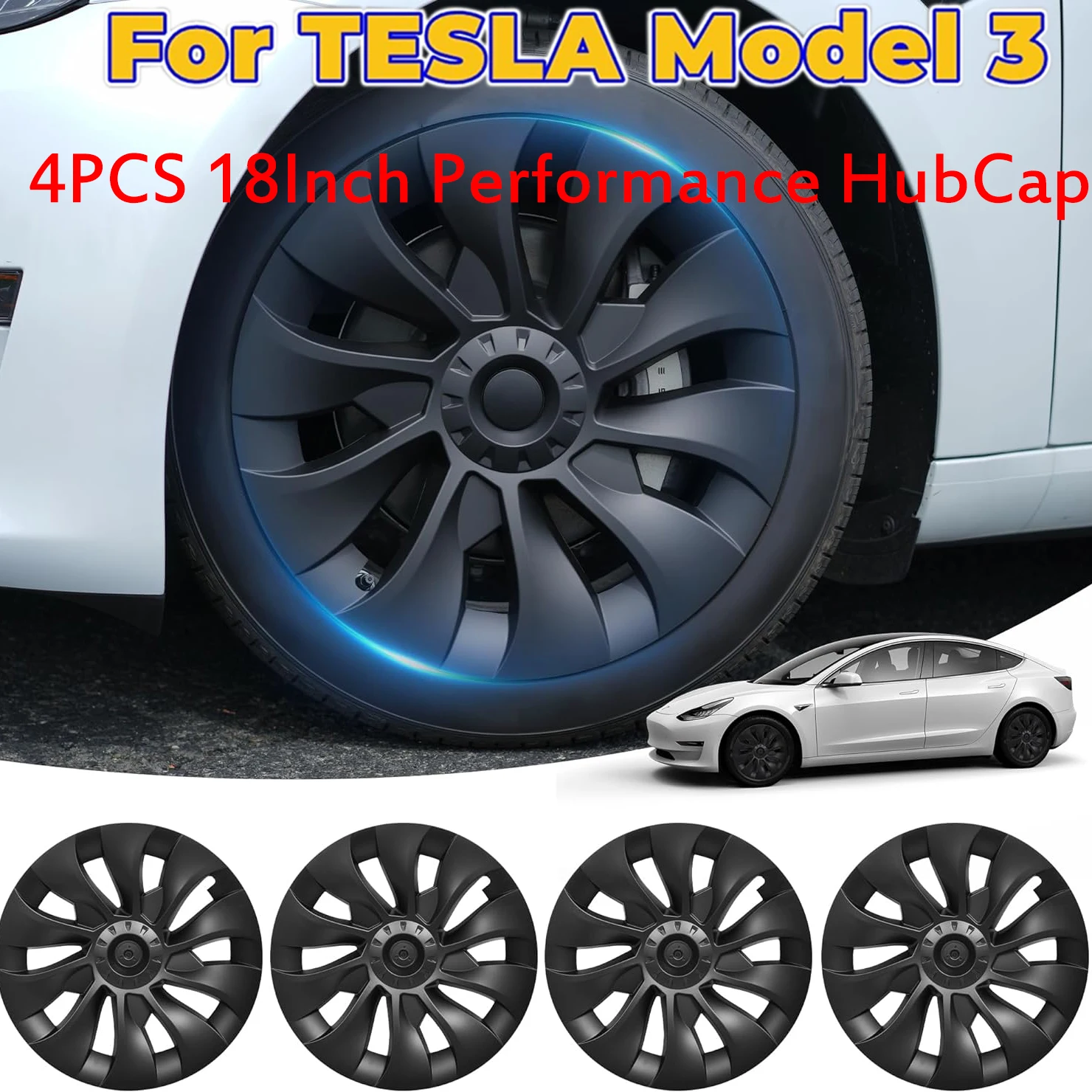 4PCS HubCap Performance Replacement for Tesla Model 3 Wheel cover ...