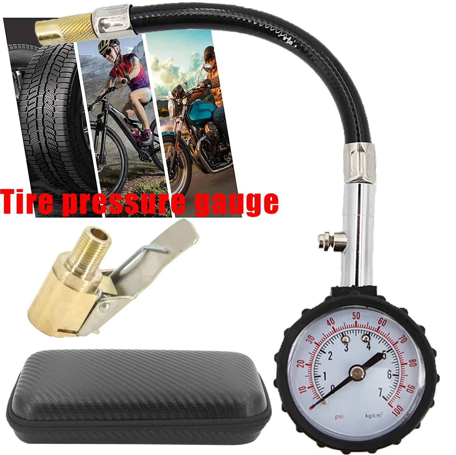 Auto Long Tube Tire pressure gauge meter 0-100Psi High-precision Tyre ...