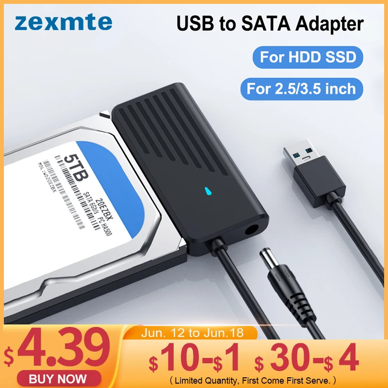 Zexmte Sata To Usb 3.0 Adapter Usb A To Sata 3 Cable 6gbps Support 2.5 ...
