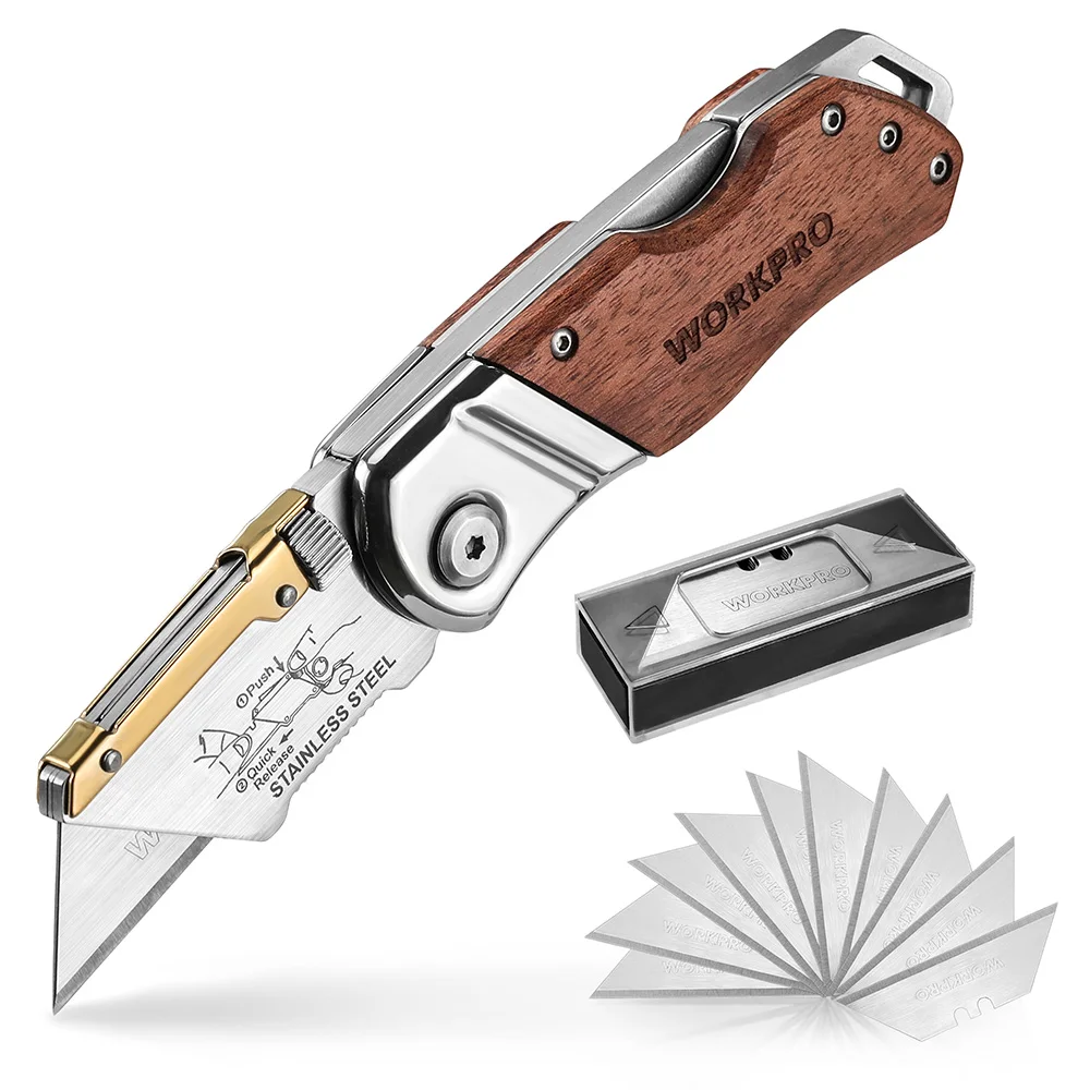 WORKPRO-Folding-Knife-Pipe-Cutter-Pocket-Knife-Wood-Handle-Knife-with ...