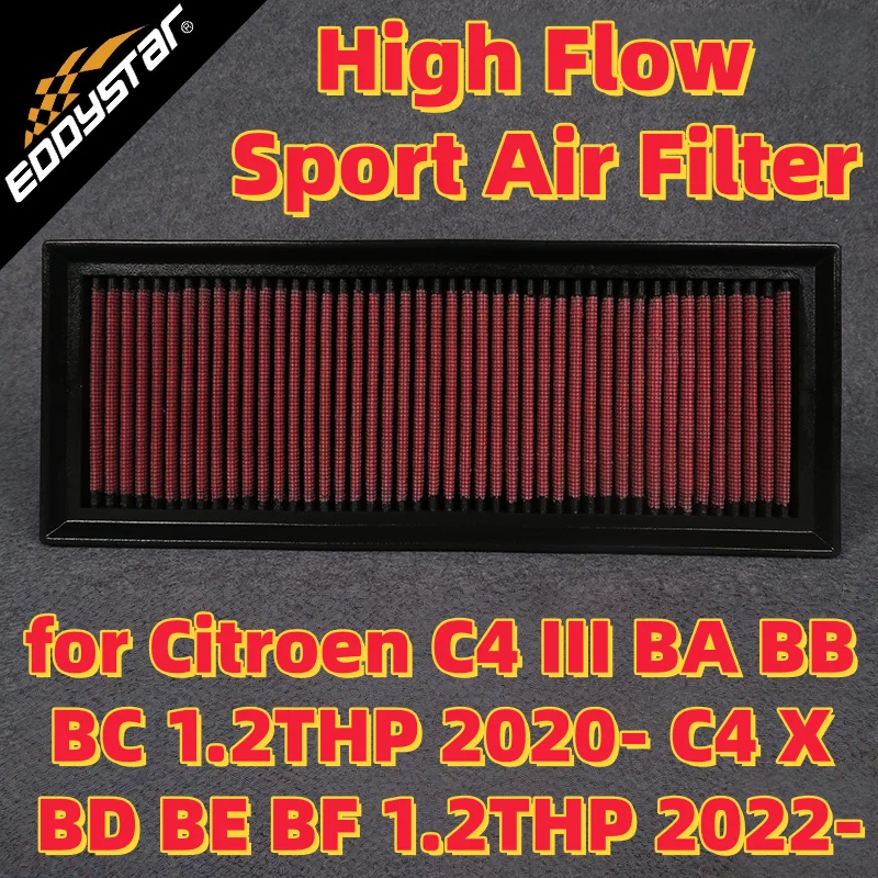 High Flow Sport Air Filter for Citroen C4 III BA BB BC 1.2THP 2020- C4 ...