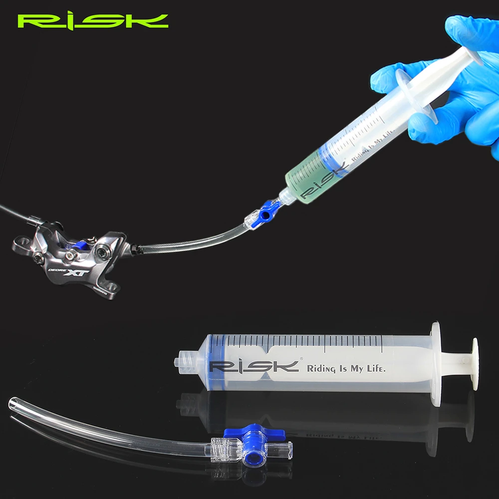 RISK Bicycle Brake Bleed Tool Syringe With on/off MTB Bike Hydraulic ...