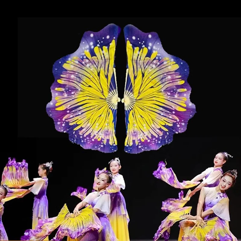 2 Pcs Butterfly Dance Fan 20/30cm Chinese Classical Dance Silk Fan ...