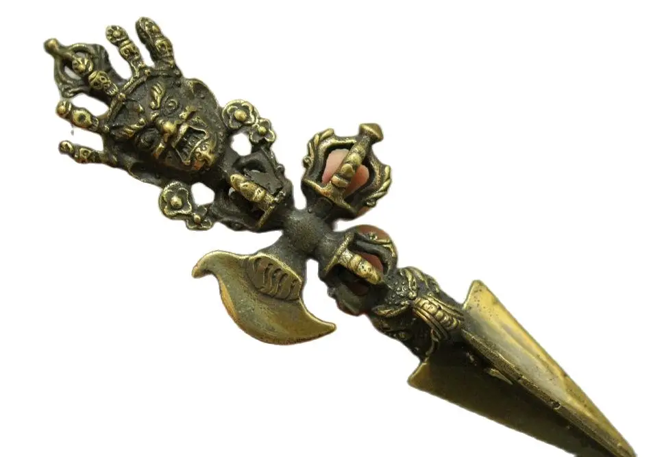 Tibet-Bronze-Copper-Buddhism-Mahakala-Head-Wrathful-Deity-Phurba-Dagger ...