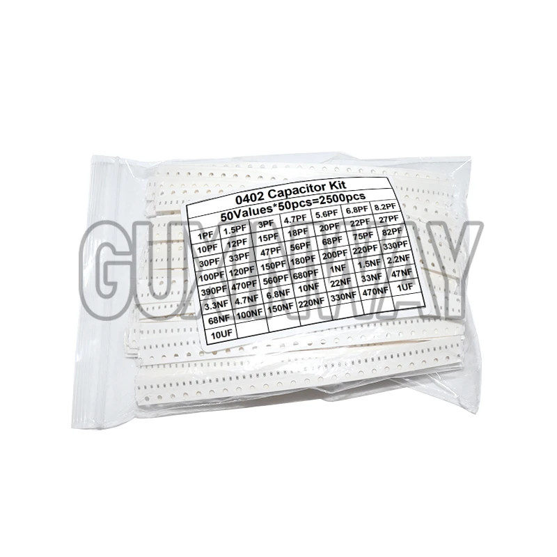 2500pcs 0402 0603 0805 SMD Ceramic Capacitor Assorted Kit 50Values 1pF ...