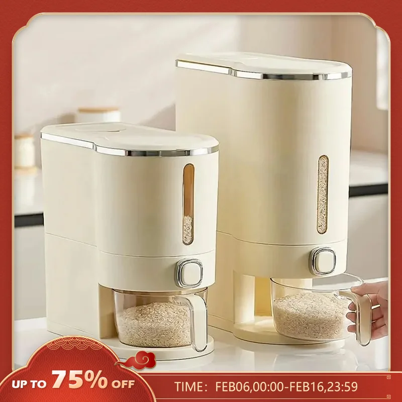 Sealed-Rice-Bucket-Sealed-Moisture-Proof-Rice-Dispenser-With-Cup-Grain ...