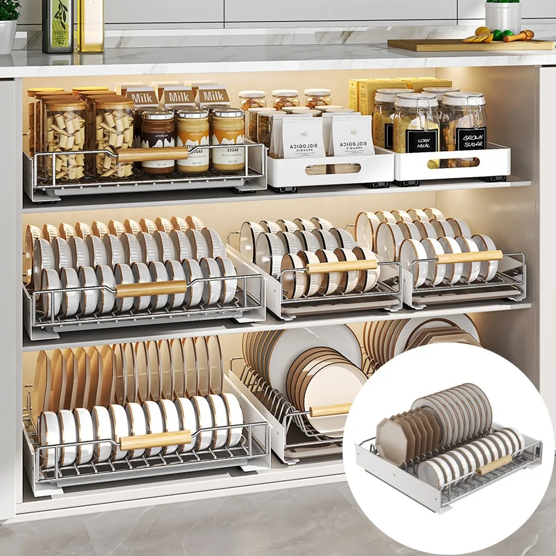 Undercounter-Kitchen-Pull-Out-Dish-Rack-Drawer-Drying-Rack-Sliding-Dish ...