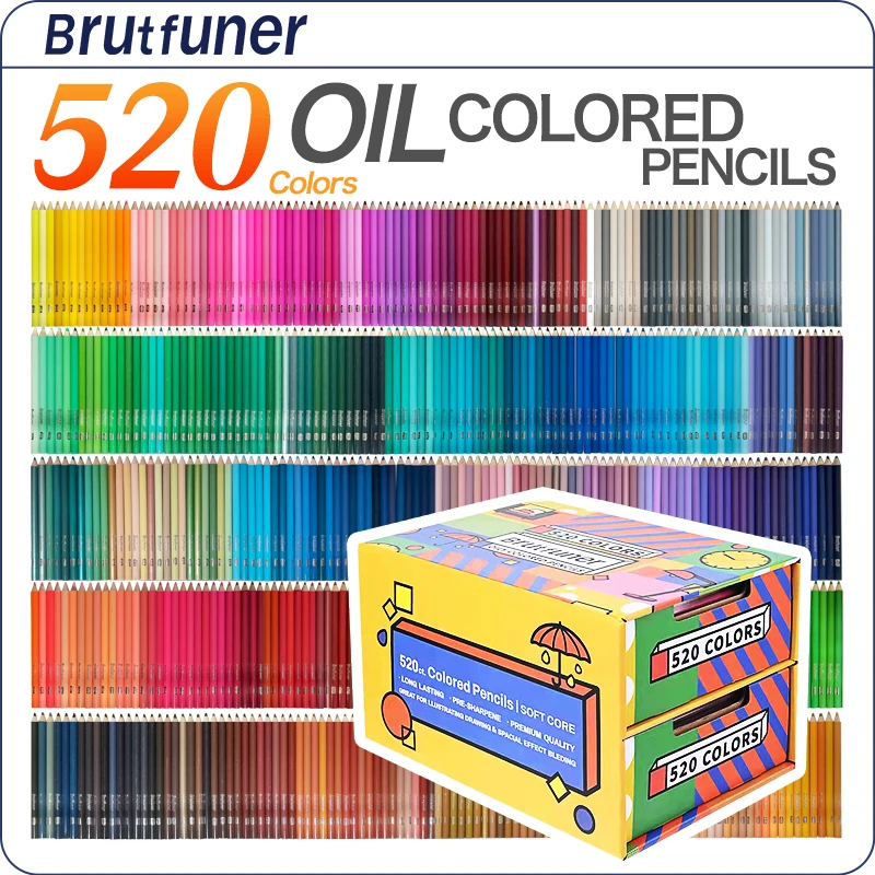 Brutfuner 520 Oil Colored Pencils Professional Drawing Pencil Set For ...