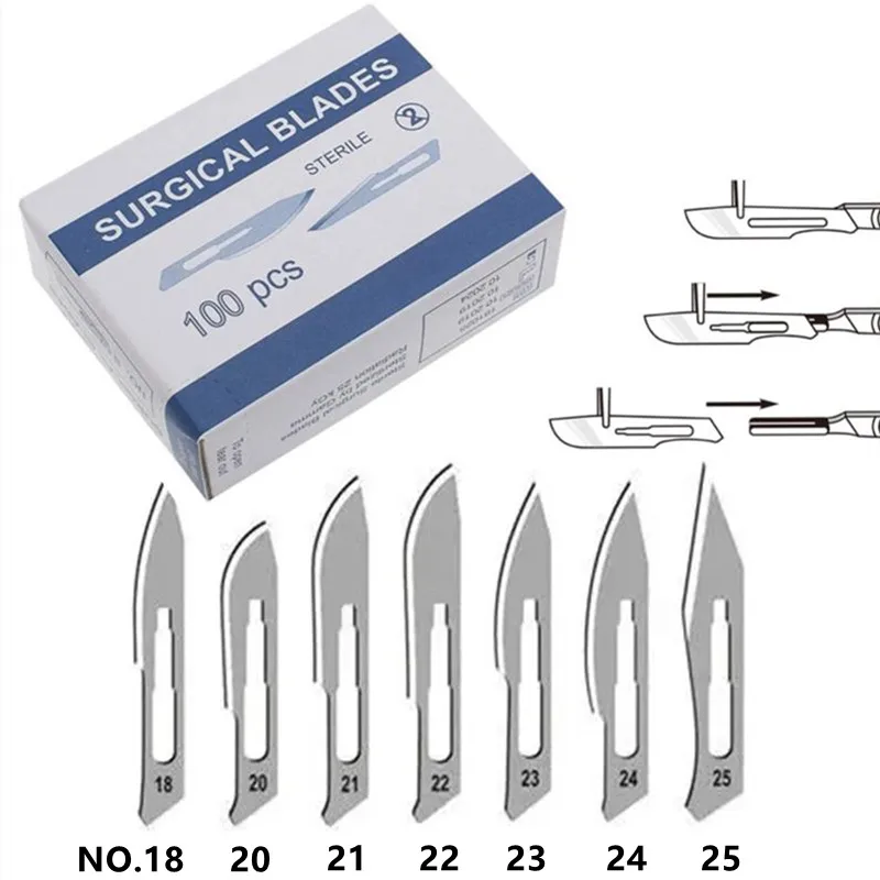 20-100pcs-NO-18-NO-25-Sterile-Medical-Surgical-Blades-for-Cutting-Phone ...