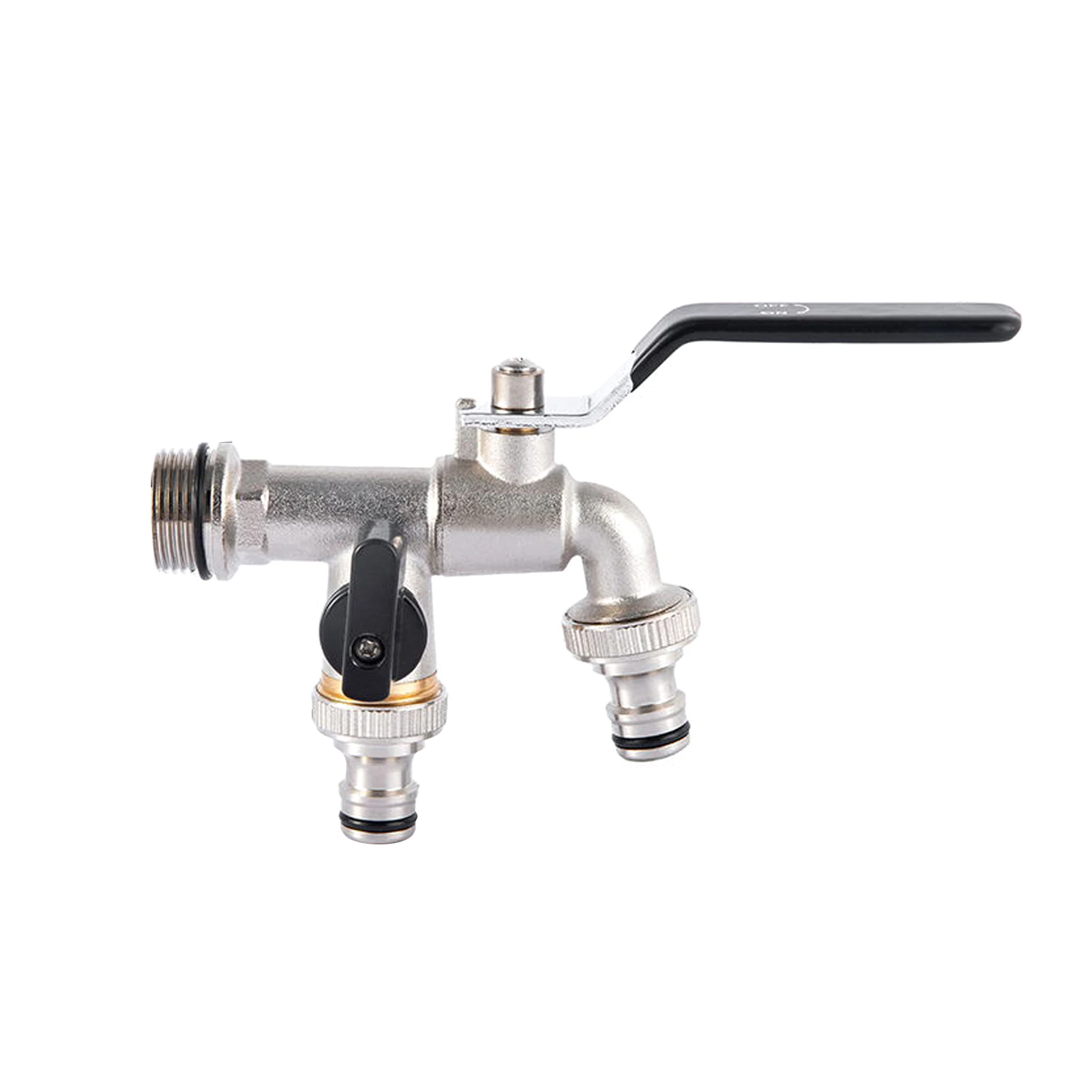 Garden-Faucet-Double-Tap-3-4-Inch-Outlet-with-Thicken-Outlet-Valve ...