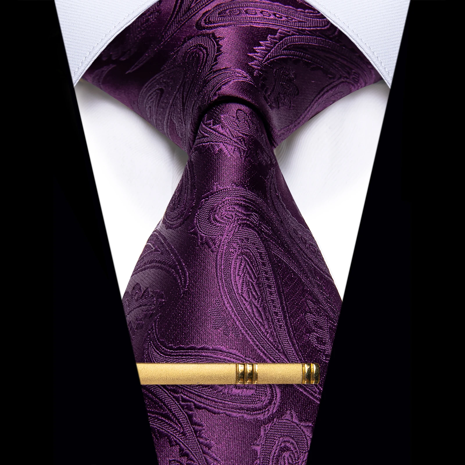 Fashion-Floral-Printed-Purple-Necktie-for-Man-Party-Business-Clip ...