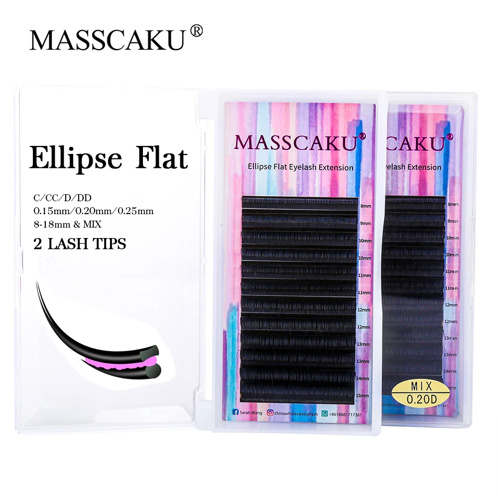 New-All-Styles-Flat-Ellipse-Eyelashes-Extensions-split-tips-ellipse ...