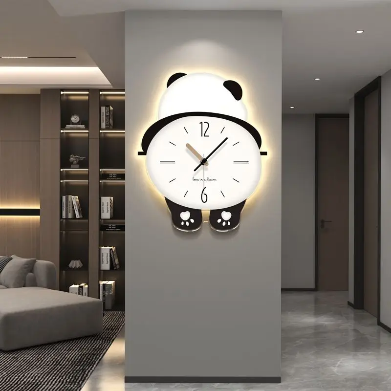 Panda Wall Clock Living Room Wall Clock Cute Wall Hanging Creative ...
