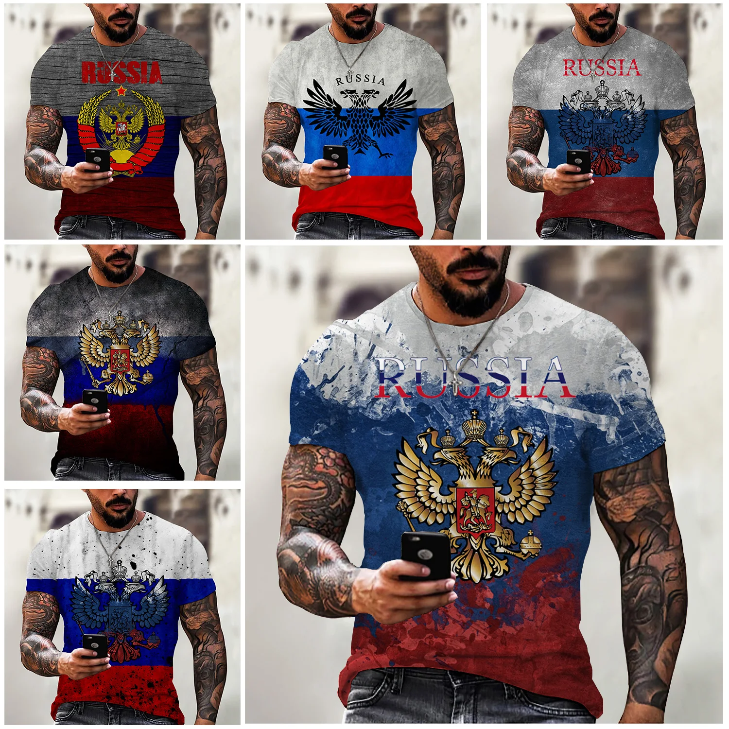 Camisetas con estampado 3D de oso ruso para hombre, ropa de calle de ...
