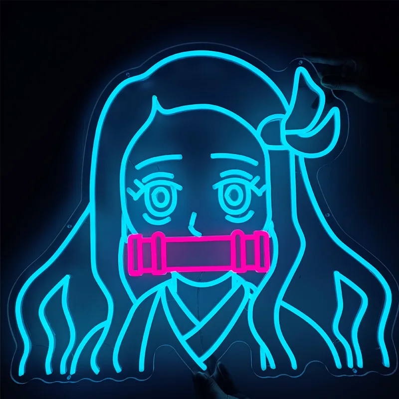 Nezuko señal de luz Led para decoración del hogar, Mural de Nezuko Neon ...